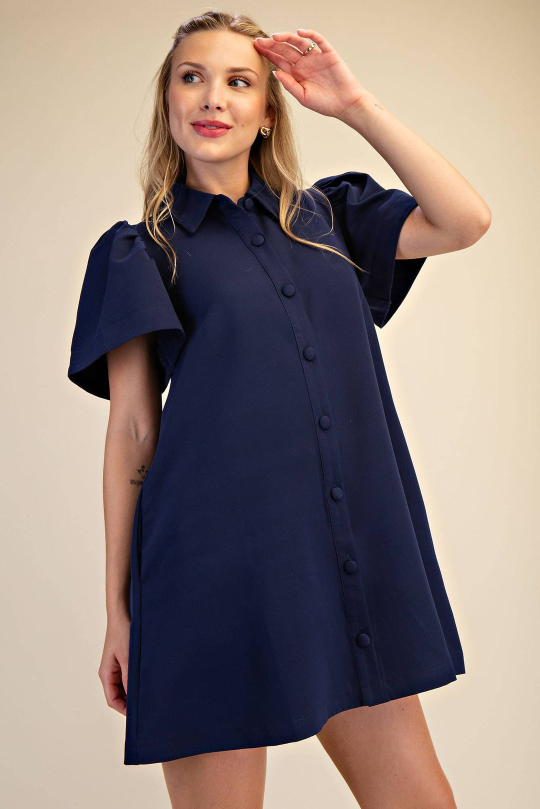 Collar Neck Button Down Mini Dress – Rebecca's of Clinton